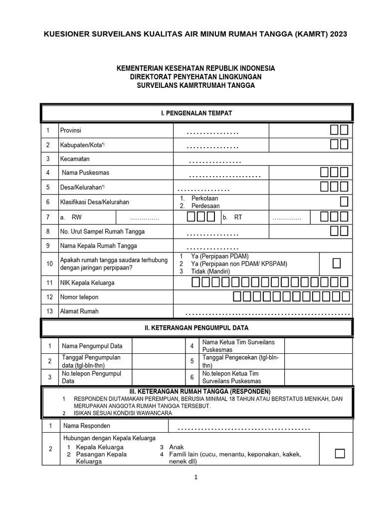 Kuesioner Surveilans KAMRT | PDF