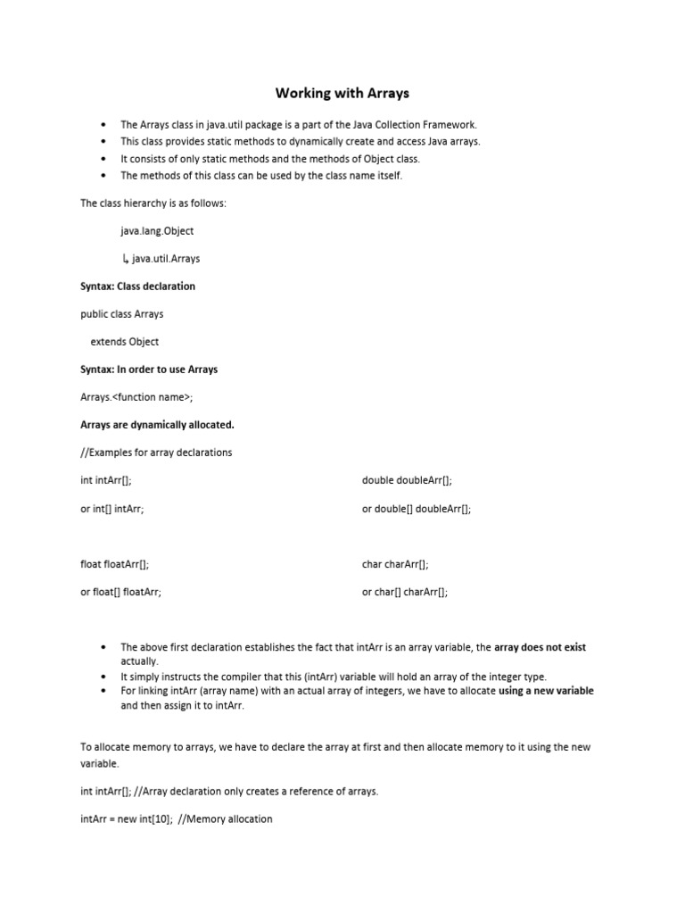 Array Methods And Arraylist Pdf Variable Computer Science Method Computer Programming