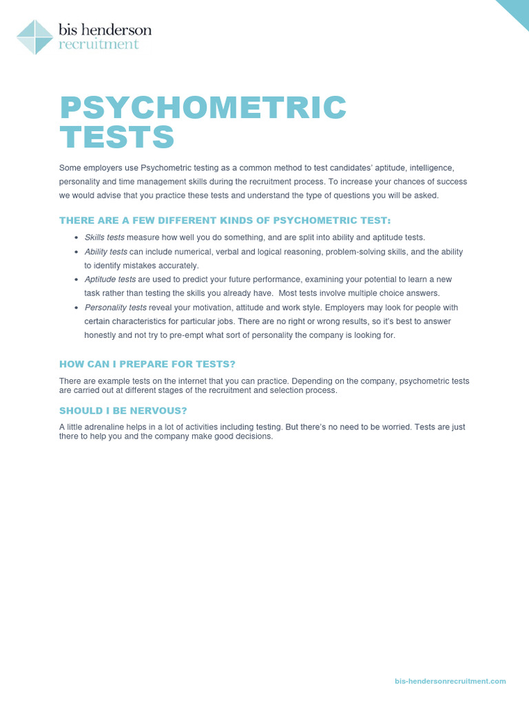 Psychometric Tests | PDF