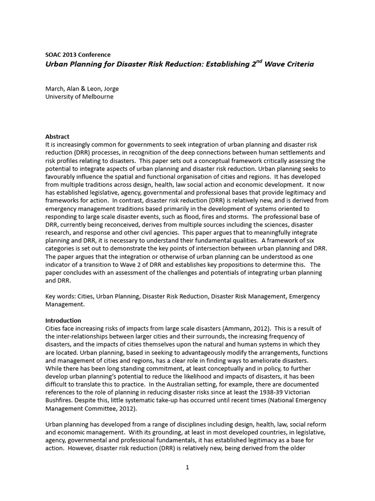 Urban Planning For Disaster Risk Reduction | PDF | Disaster Risk ...