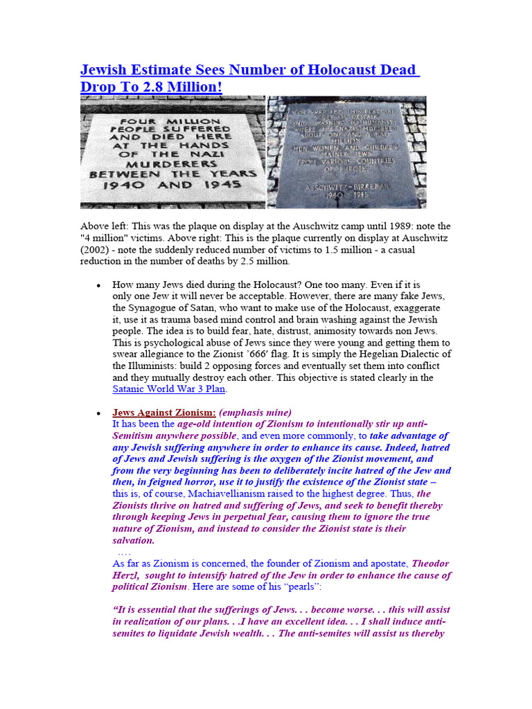 Jewish Estimate Sees Number of Holocaust Dead Drop! | PDF | The ...