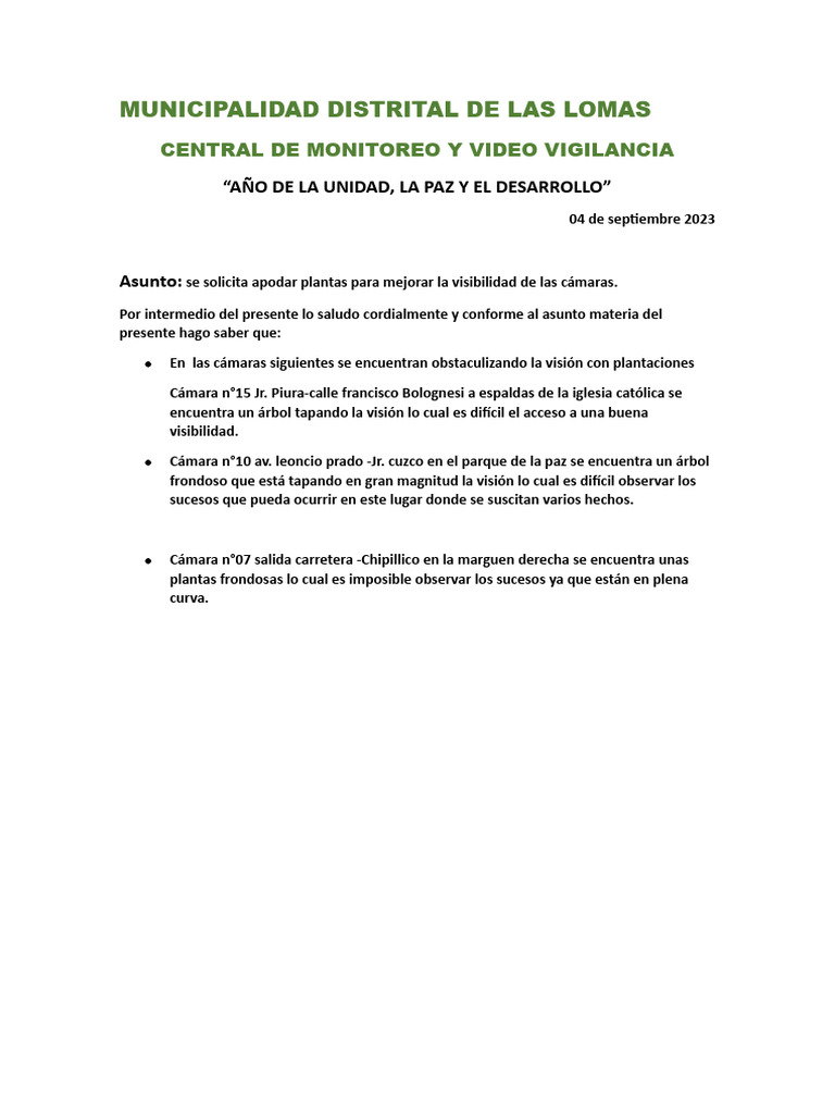 Municipalidad Distrital de Las Lomas | PDF