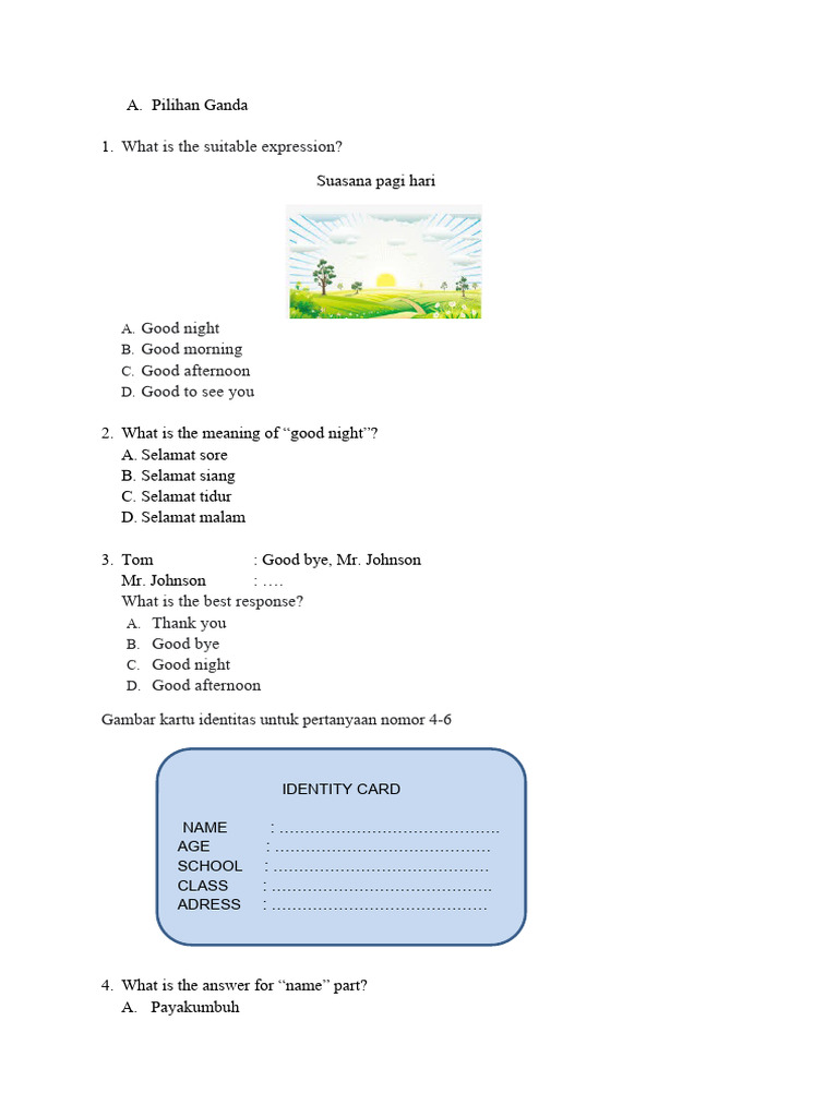 Soal STS Bahasa Inggris Ganjil Kelas 7 2023 | PDF