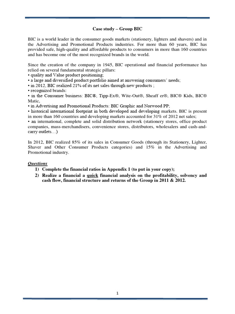Case Group BIC | PDF | Equity (Finance) | Leverage (Finance)
