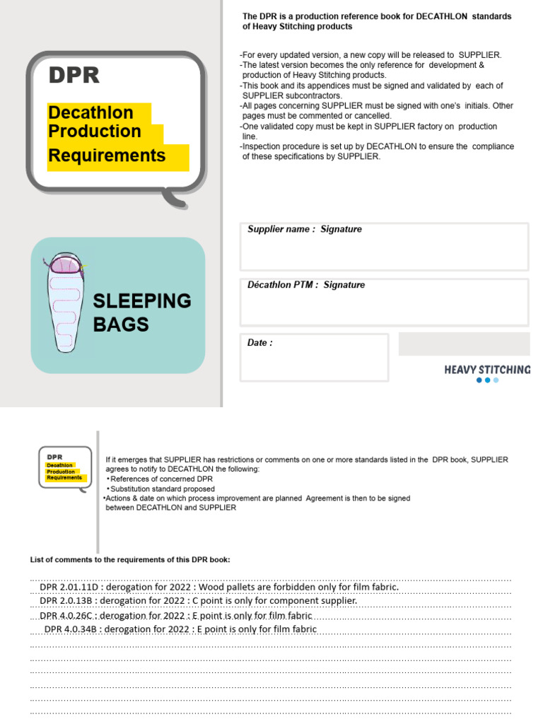 DPR Sleeping Bags Nov 2021 | PDF | Seam (Sewing) | Textiles