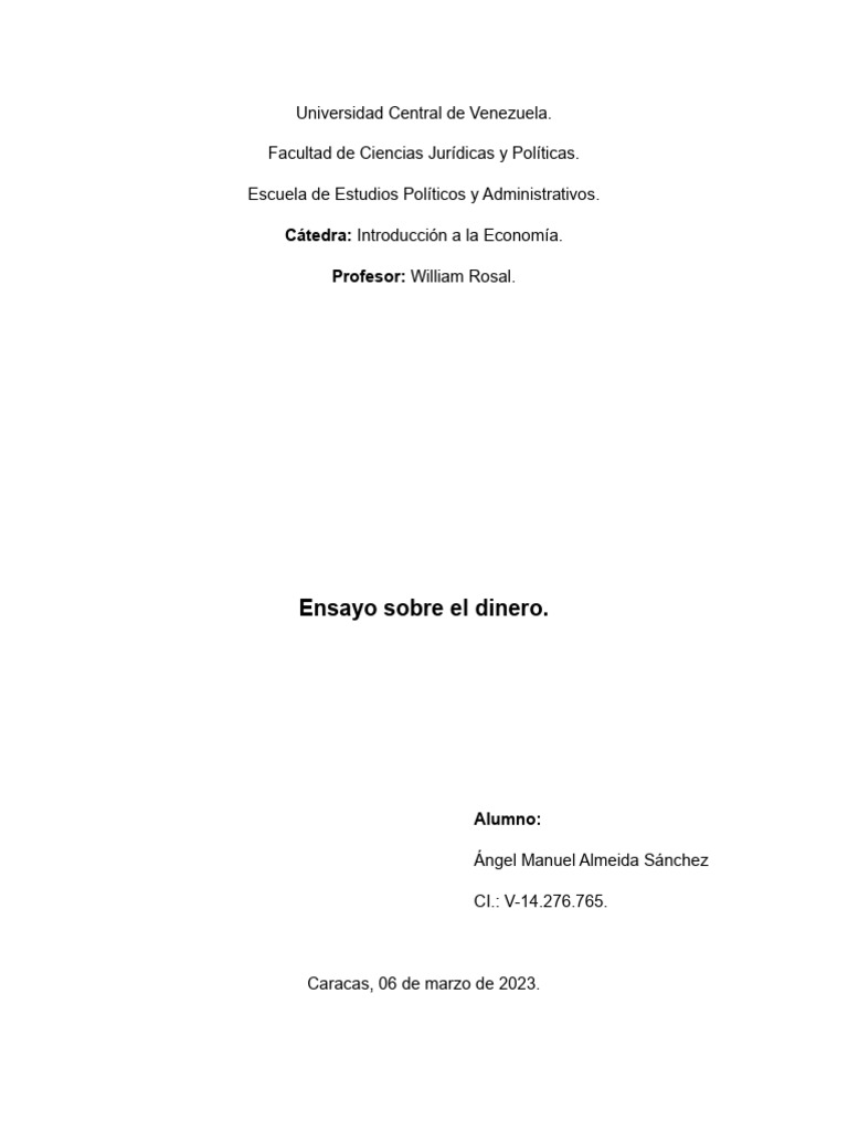 EL DINERO Angel Almeida | PDF | Comercio | Dinero