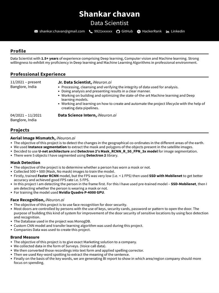 Shankar - Chavan - Resume - 10 08 2022 12 54 00 | PDF | Machine ...