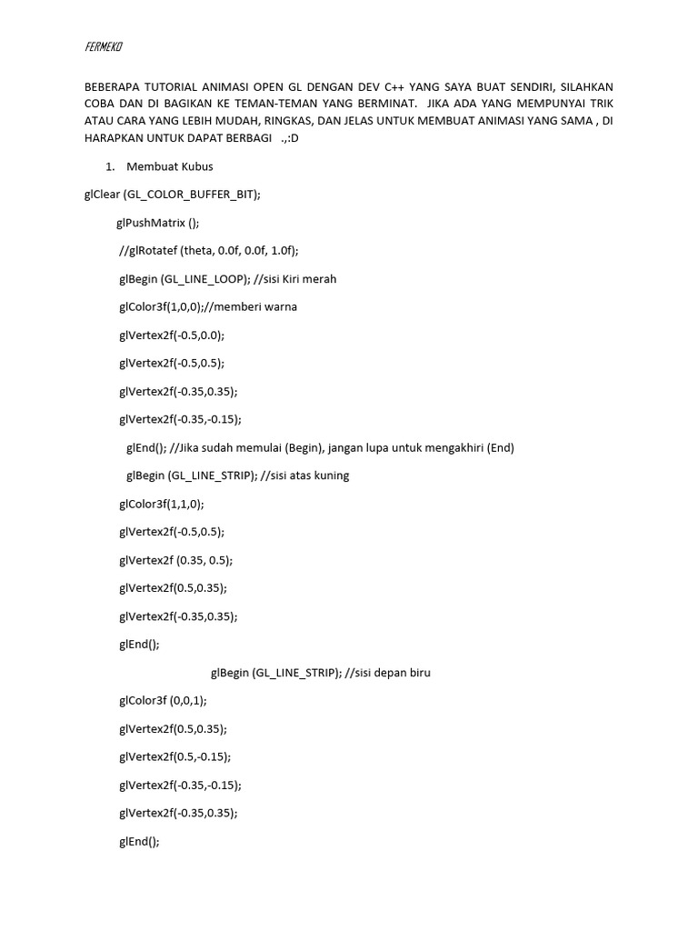 Tutorial Animasi Open GL Dengan Dev C | PDF