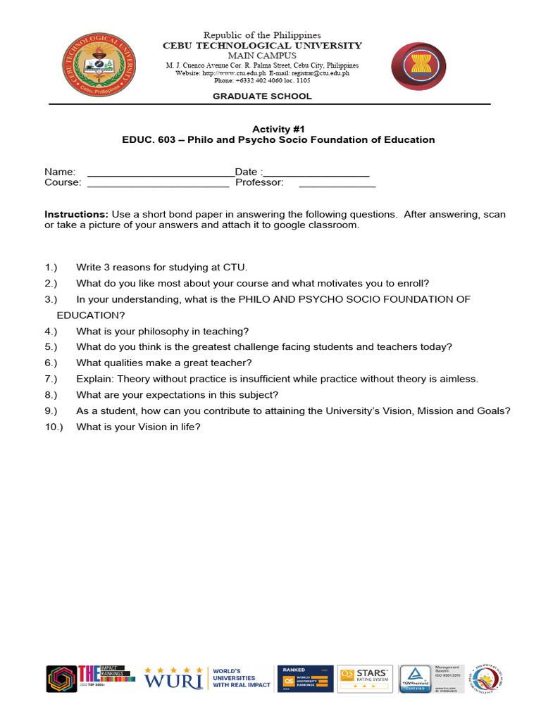 CTU Graduate School Activity Guide | PDF