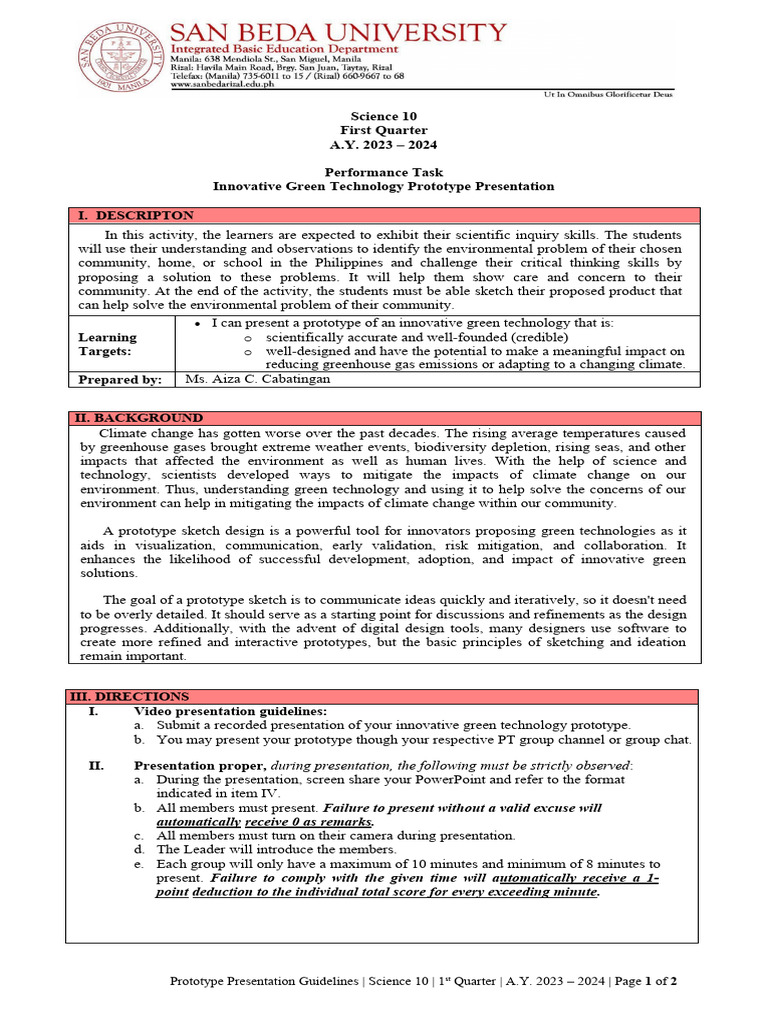 Final PT - Innovative Green Technology Prototype Presentation | PDF ...