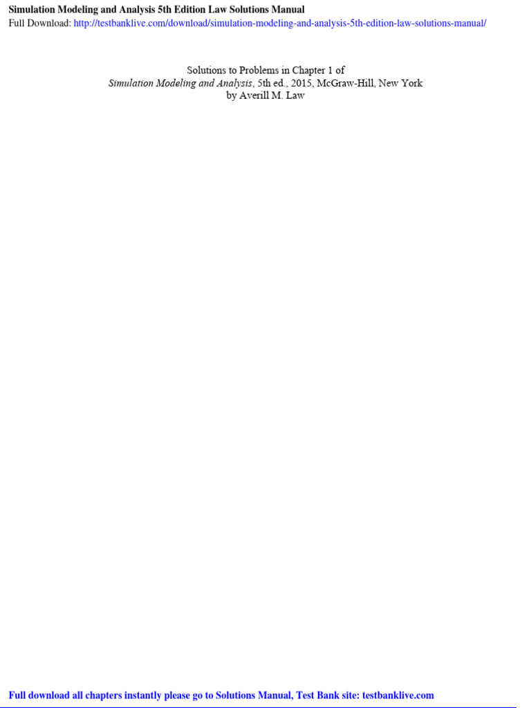 Chapter 1 Solutions: Simulation Modeling | PDF