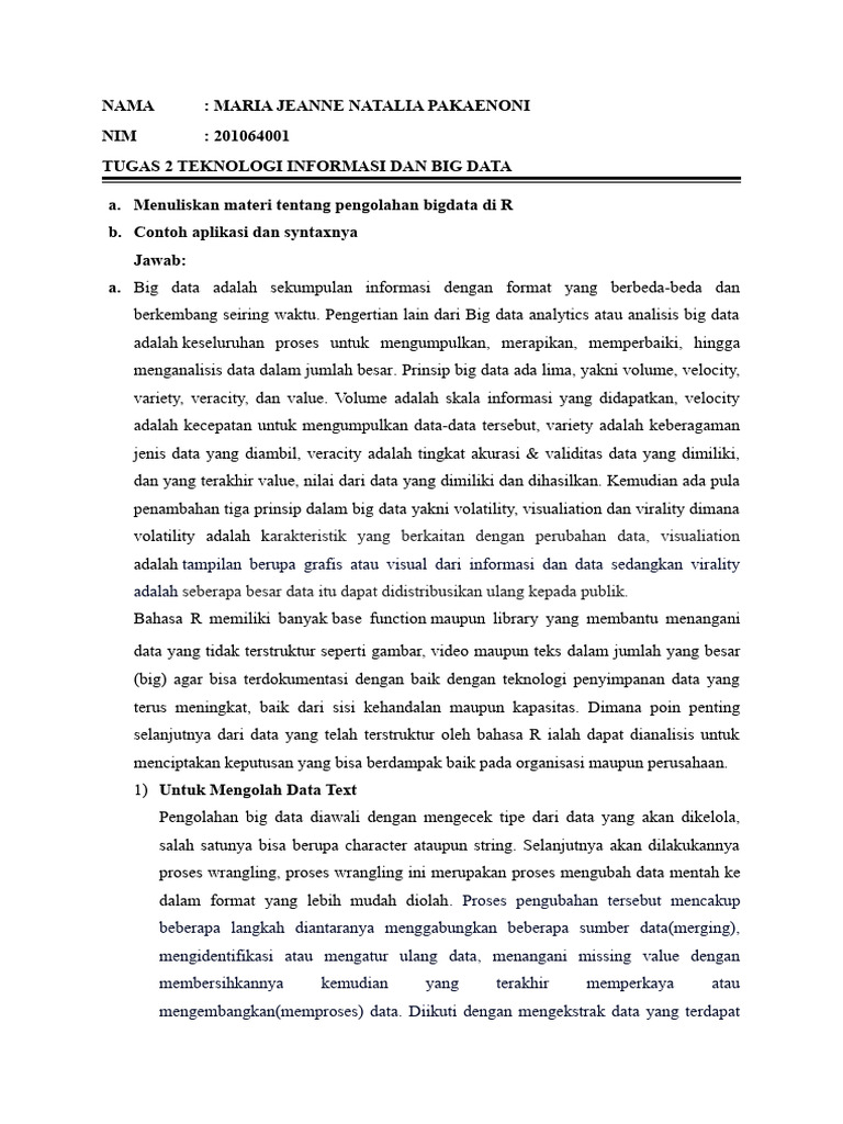 Tugas 2 Big Data - 201064001 - Maria Jeanne N P | PDF