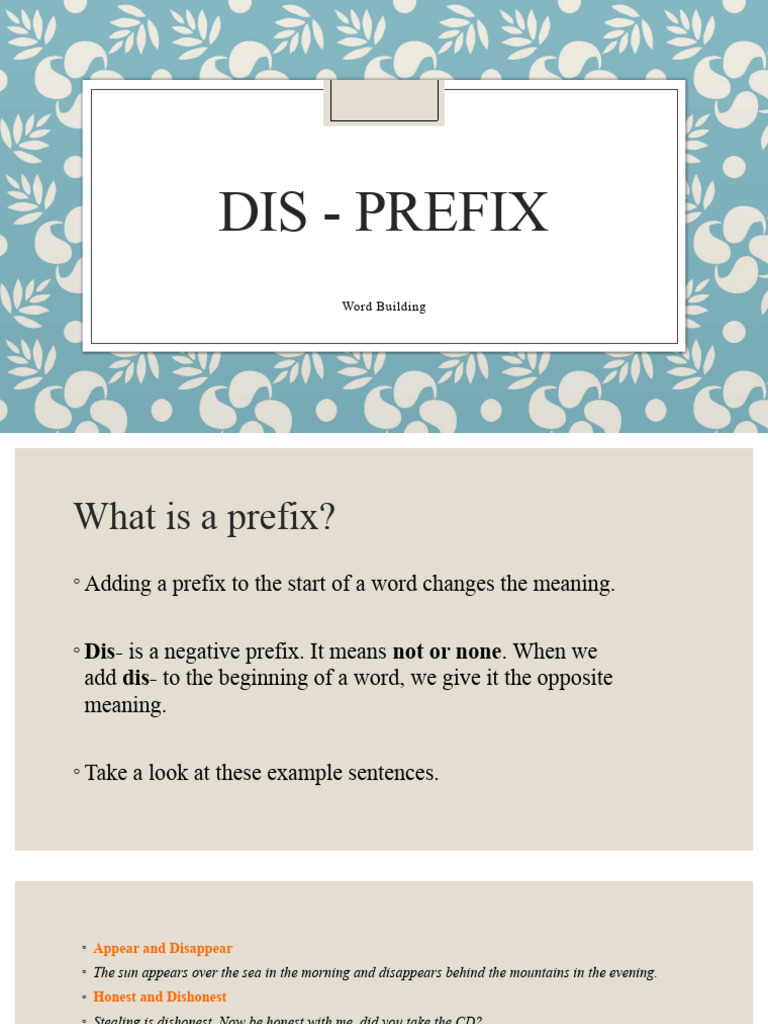 Dis - Prefix | PDF | Career & Growth | Language Arts & Discipline