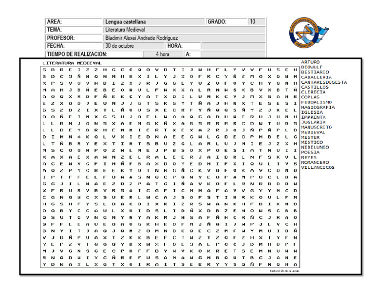 Sopa de Letras Medieval | PDF