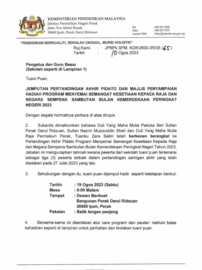 Surat Jemputan PGB Pertandingan Akhir Program Menyemai Semangat ...
