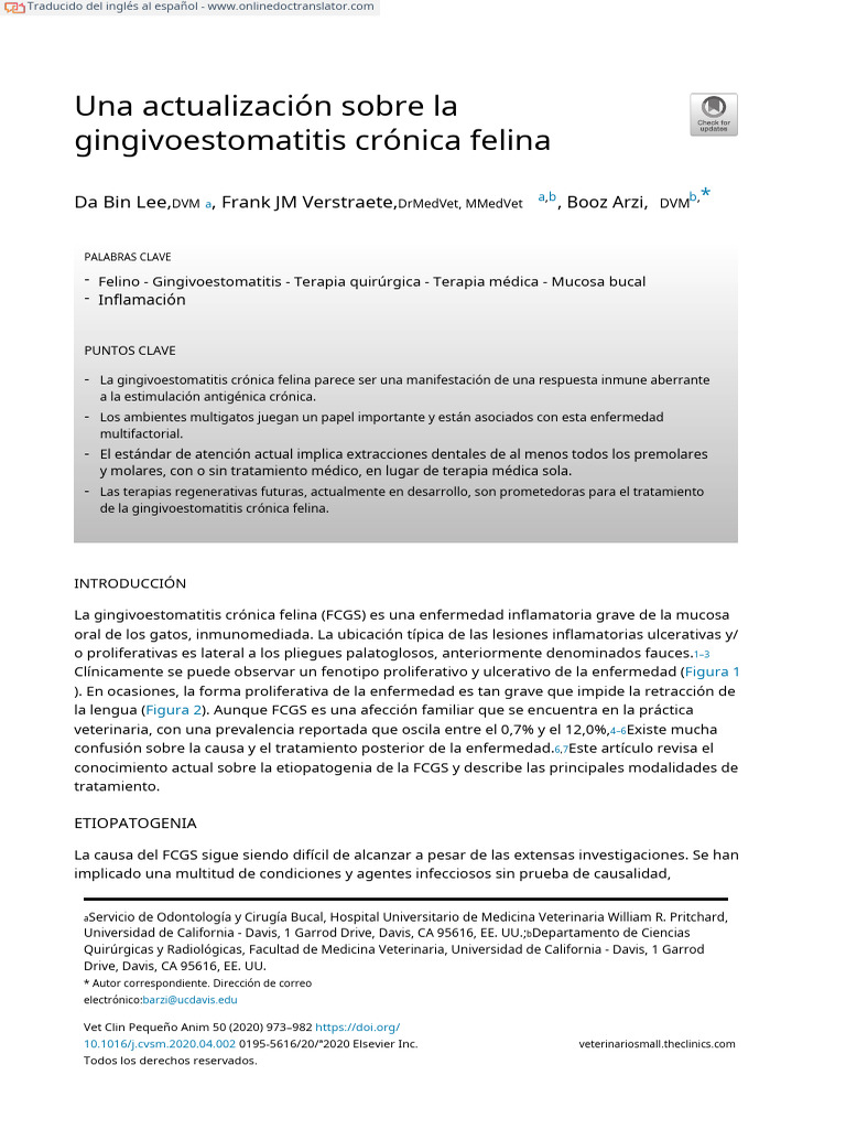 An Update On Feline Chronic Gingivoestomatitis - En.es | PDF | T Helper Cell | Inflamación