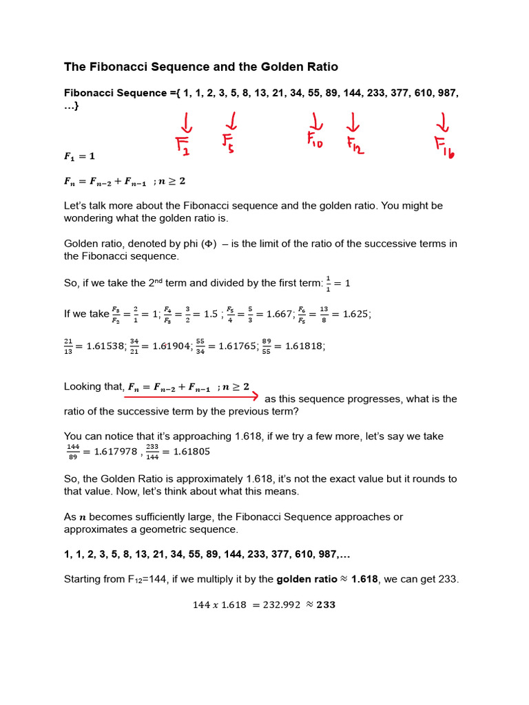 Fibonacci Sequence and The Golden Ratio | PDF | Numbers | Mathematics