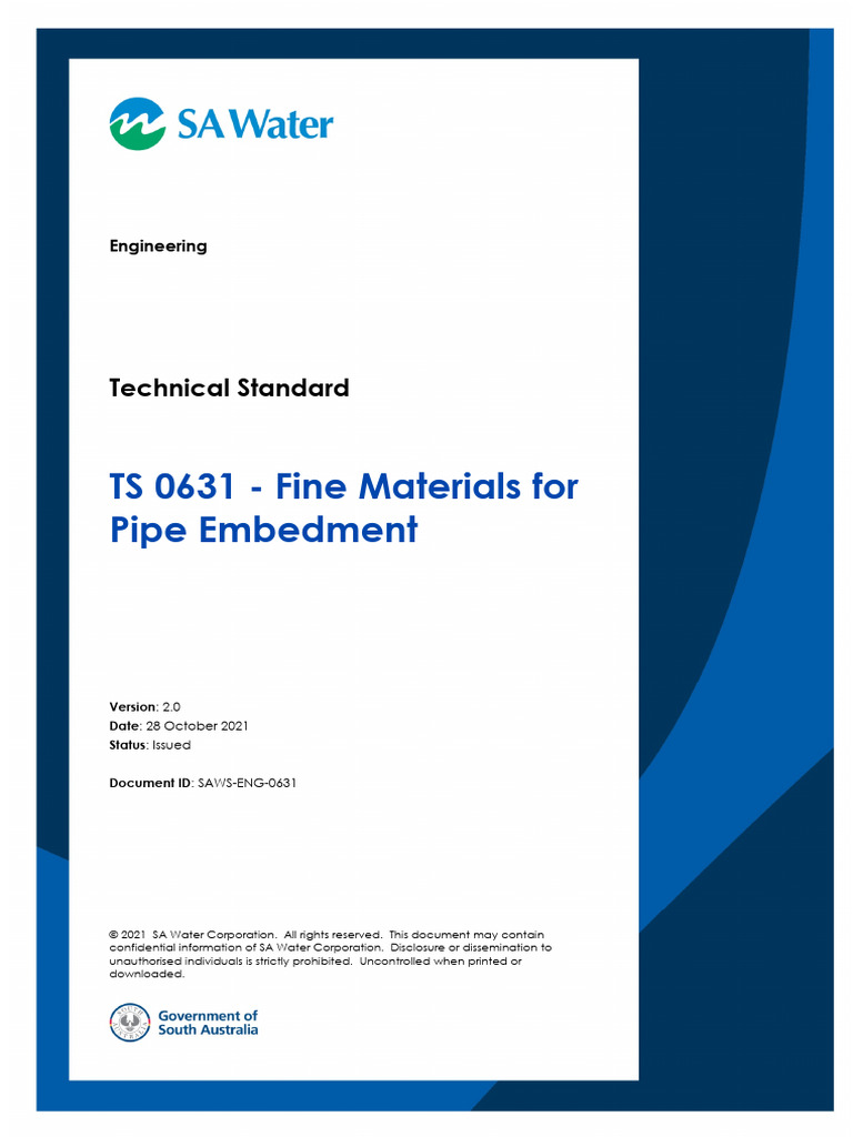 SAWS-EnG-0631 Fine Materials For Pipe Embedment | PDF | Construction ...