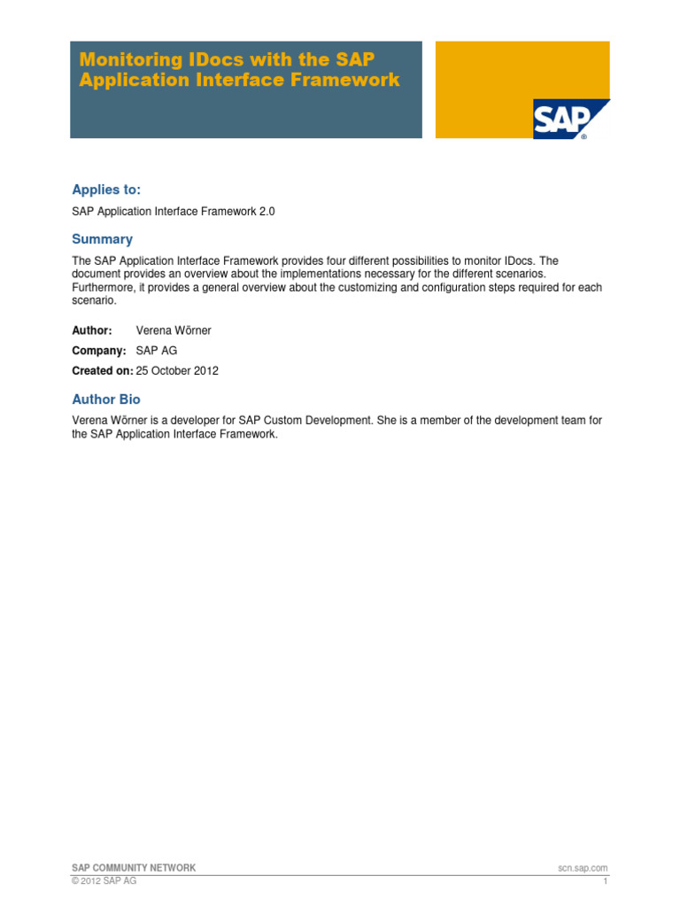 Monitoring IDocs With The SAP Application Interface Framework | PDF | Interface (Computing ...