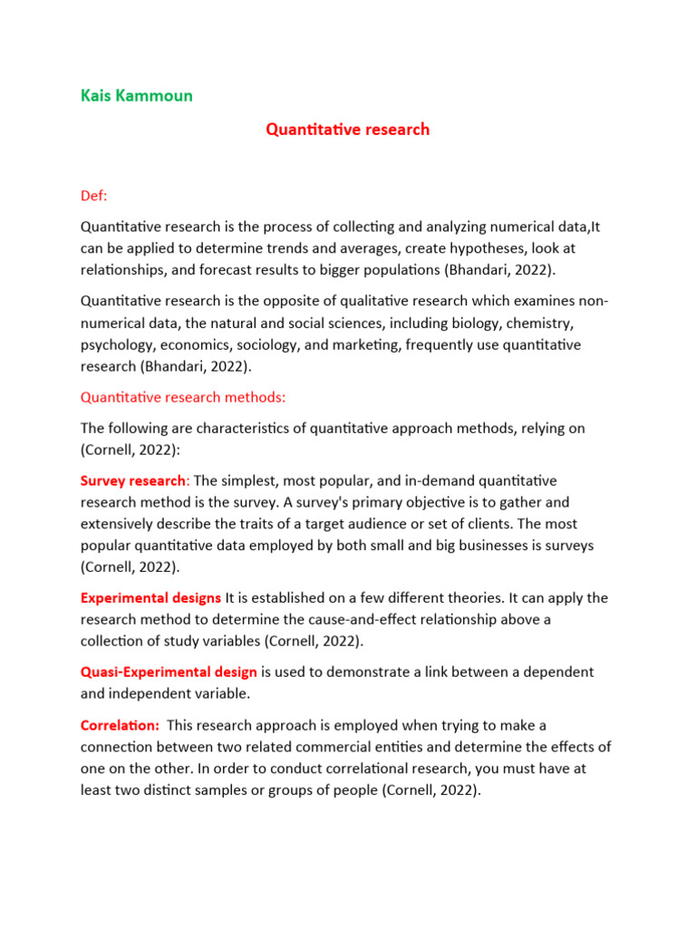 Kais Kammoun Quantitative Research Debate | PDF | Quantitative Research ...