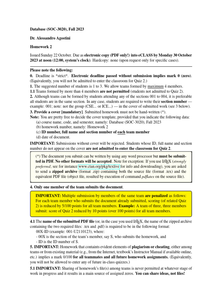 HW2 DBFall 2023 Eclass | PDF | Sql | Databases