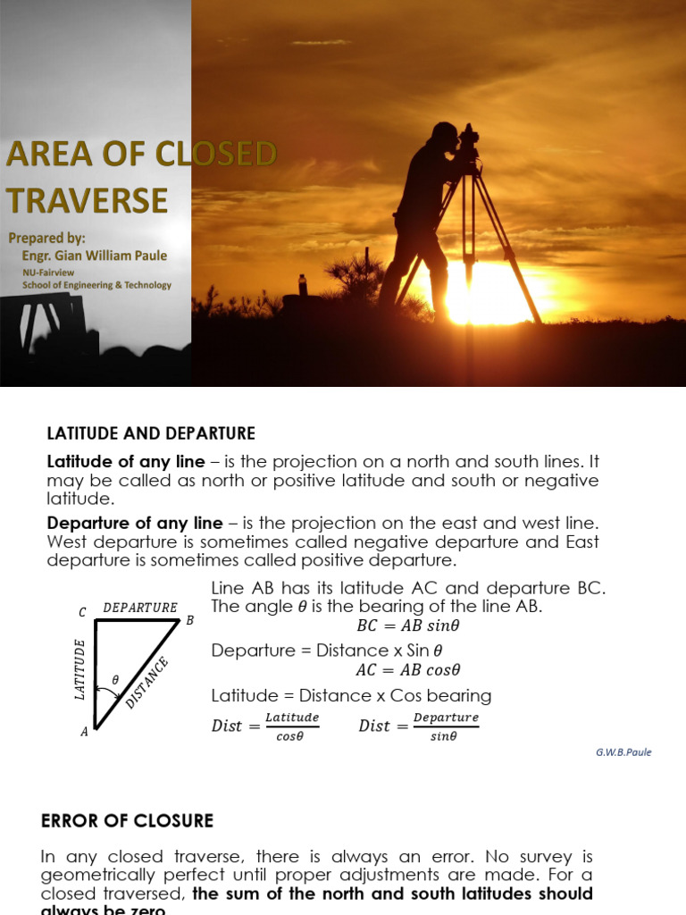 05 Area of Closed Traverse | PDF | Area | Surveying