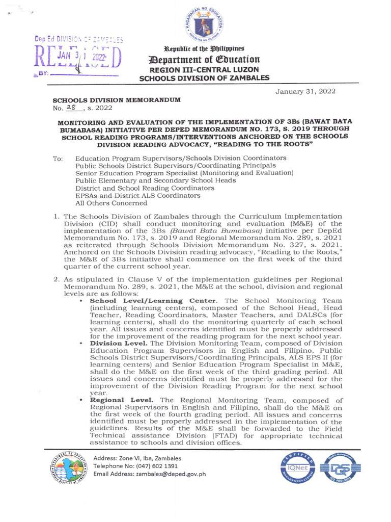 SDM No. 28 S. 2022 Monitoring and Evaluation of The Implementation of ...