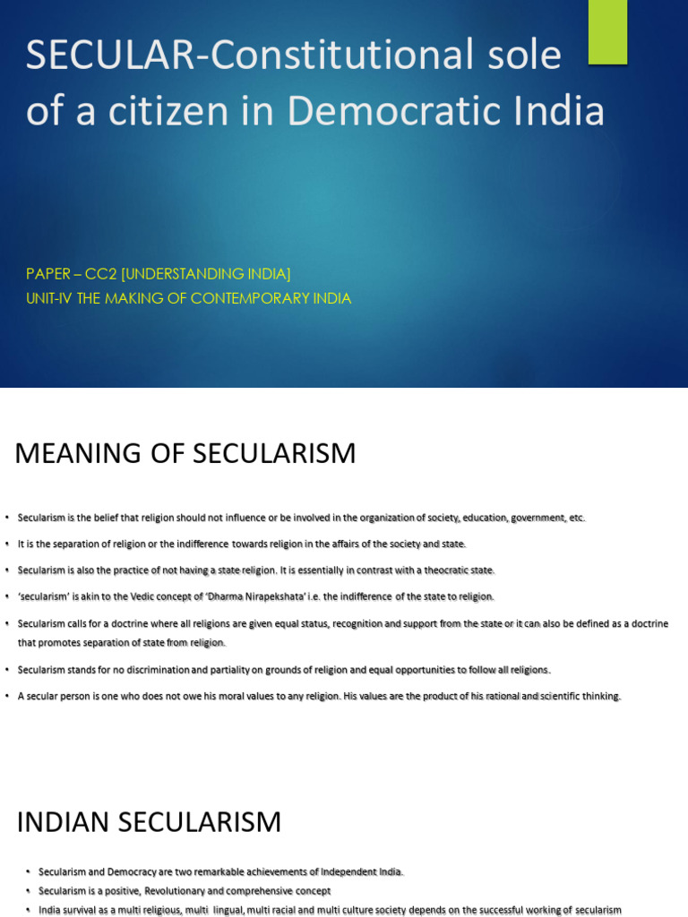 Unit-Iv 4 | PDF | Secularism | Freedom Of Religion