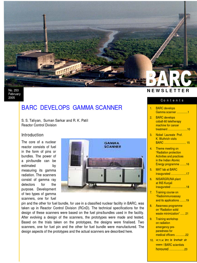 Barc Develops Gamma Scanner: Newsletter | PDF | Radiation Therapy | Physical Sciences