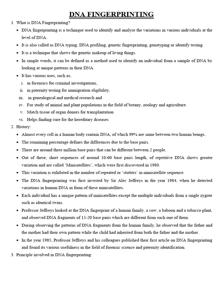Dna Fingerprinting-1 | PDF | Dna Profiling | Dna