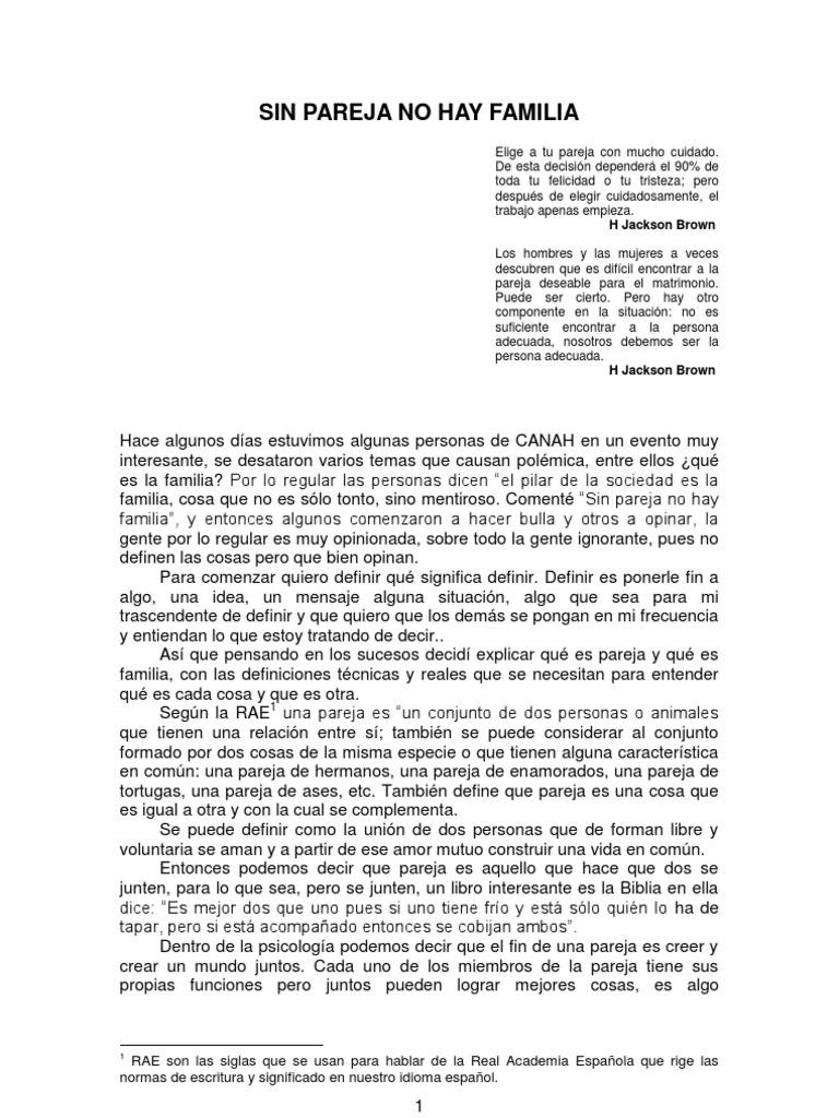 Sin Pareja No Hay Familia | PDF | Familia | Amor