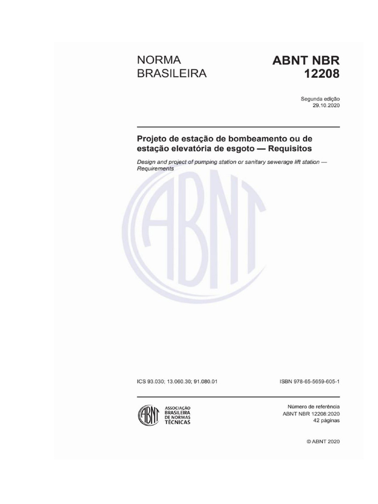 NBR 12208-2020 - Projeto de Estações Elevatórias de Esgoto | PDF