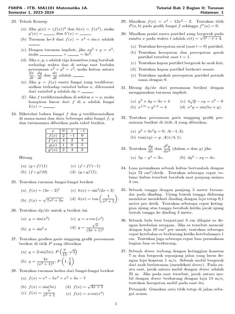 Tutorial MA1101 Bab 2 Bagian 2 2023-2024 | PDF