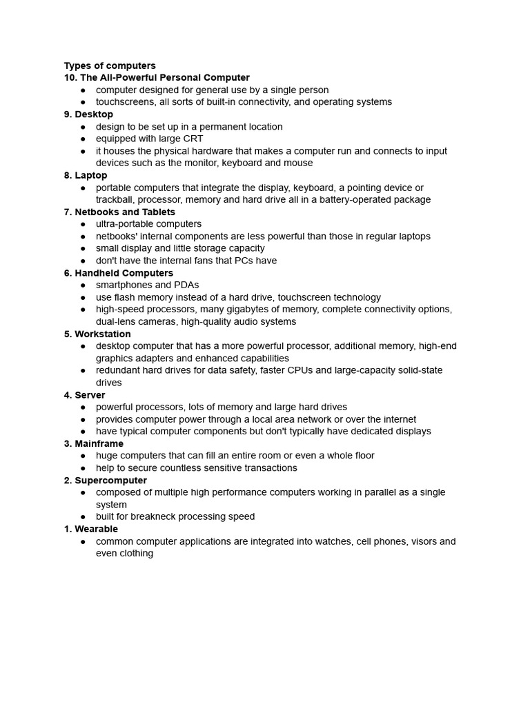 Technology Unit 1 Summary | PDF | Random Access Memory | Software