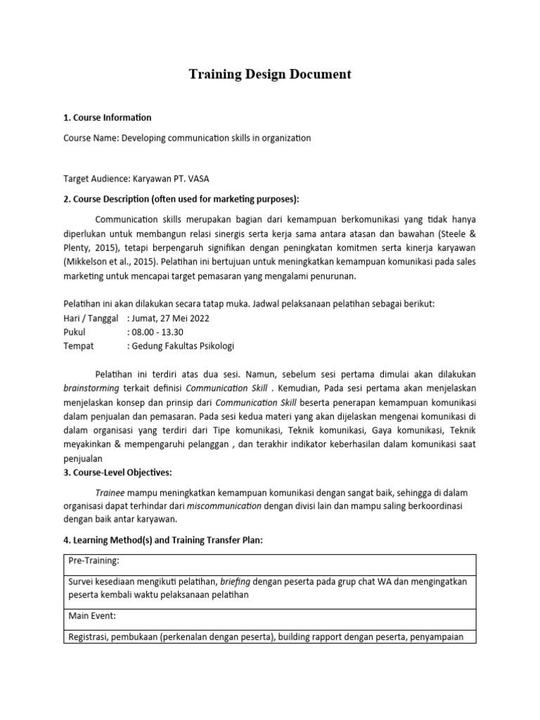 KP D - 4 - Training Design Form - Pak Anton | PDF