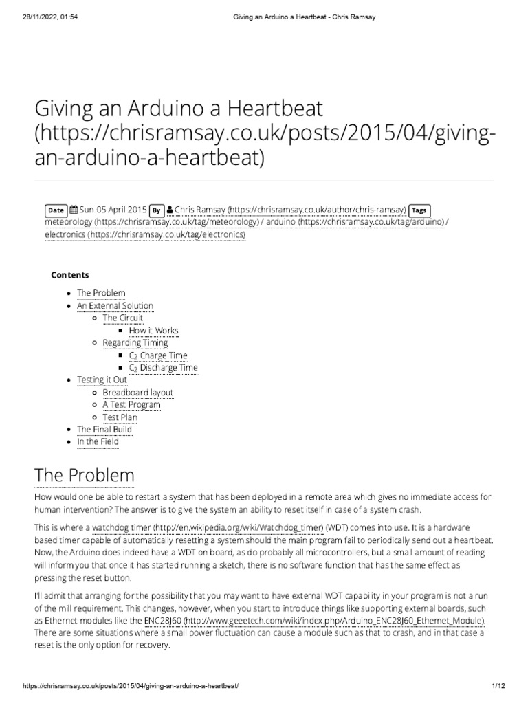 Arduino A Heartbeat Chris Ramsay Pdf Computer Engineering