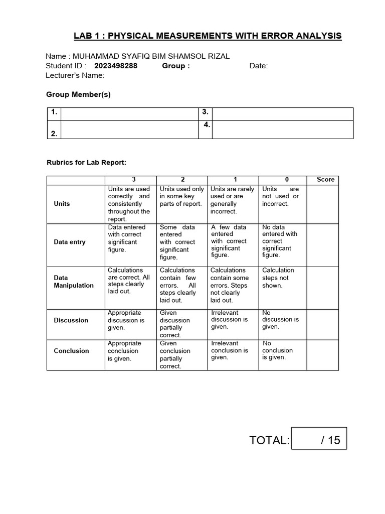 Lab Report Phy130 B | PDF | Measurement | Uncertainty