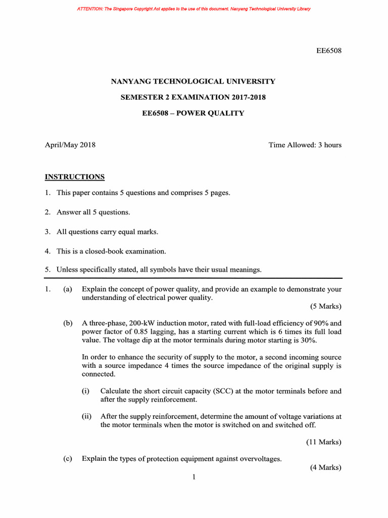EE6508 2017-2018 Semester 2 | PDF