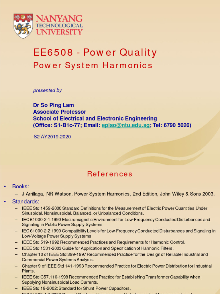 EE6508 - Power System Harmonics (Weeks 1 - 6, 2019-2020 Sem 2) | PDF | Rectifier | Power Electronics