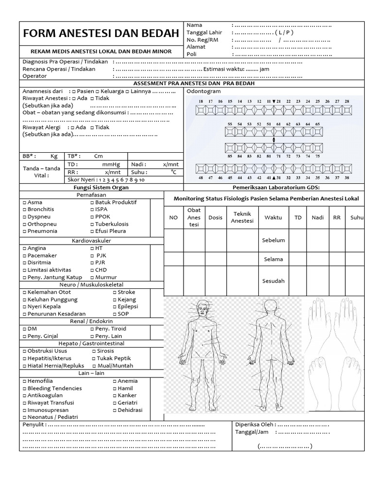 Formulir Anestesi & Bedah Minor | PDF