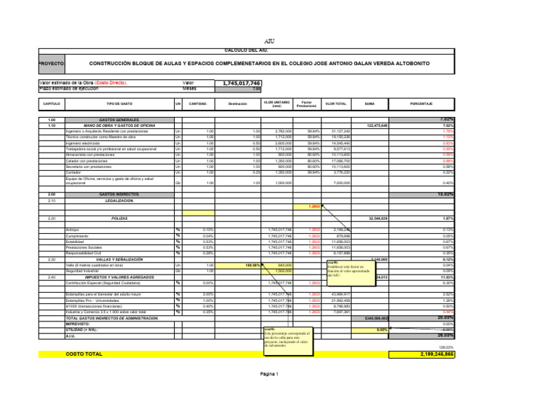 Calculo Aiu Alcaldia de Manizales | PDF | Business