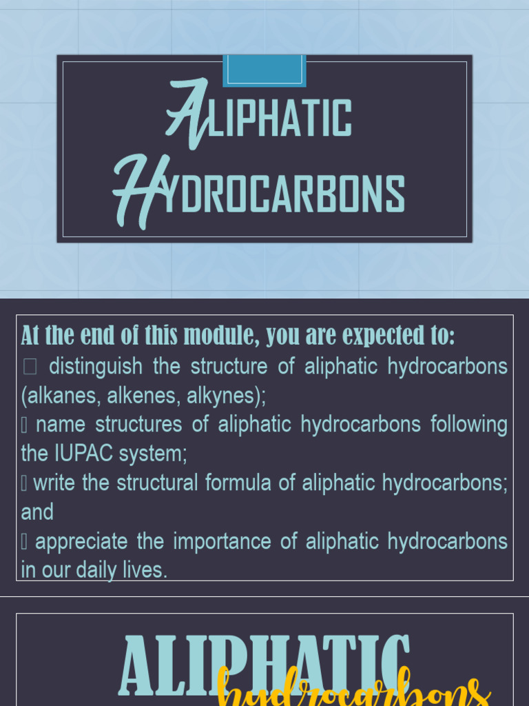 Aliphatic Hyrocarbons | PDF | Hydrocarbons | Alkene