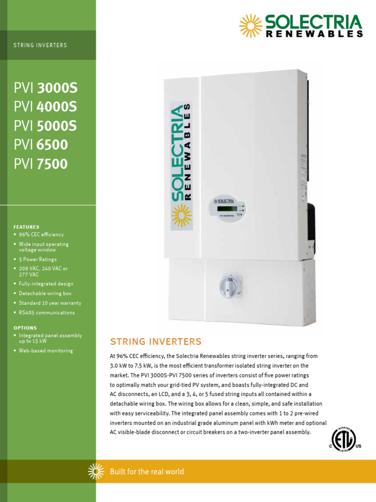 Pvi 3000-7500 Datasheet-2 | PDF | Alternating Current | Power Inverter