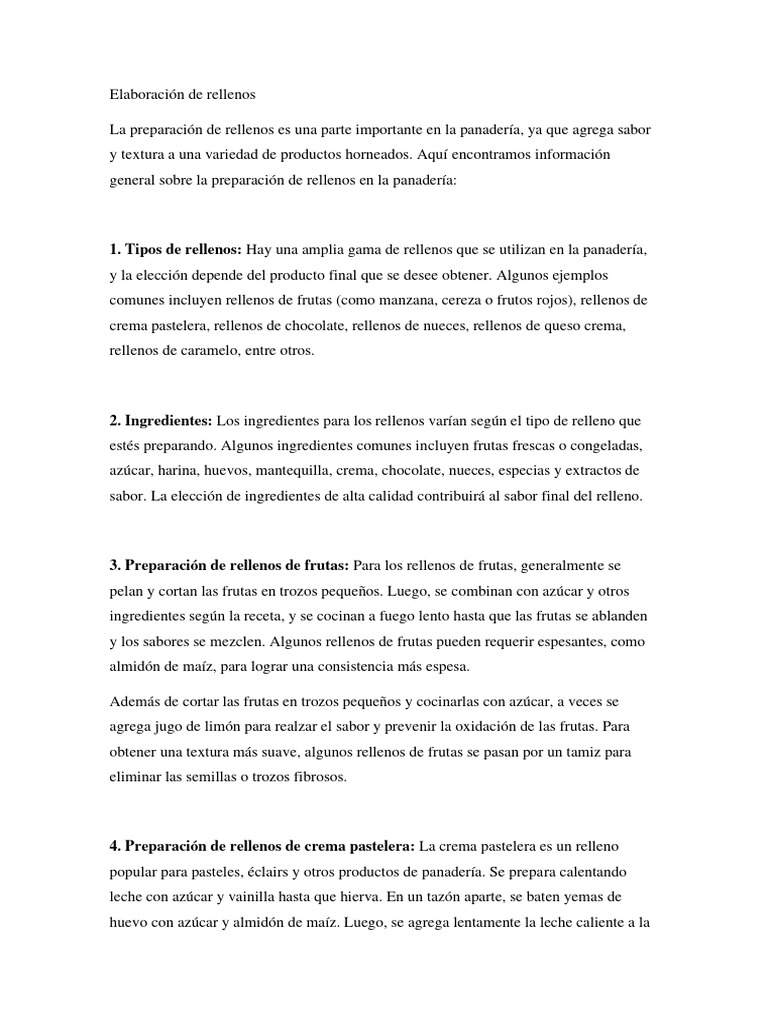 Elaboración de Rellenos | PDF | lactoso | Chocolate