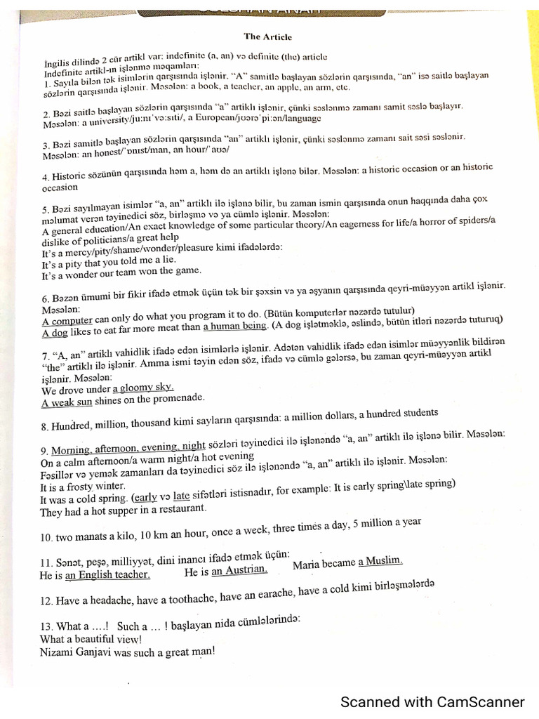 The Article Grammar and Tests | PDF