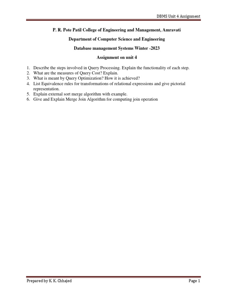 DBMS Unit 4 Assignment Overview | PDF | Business | Computers