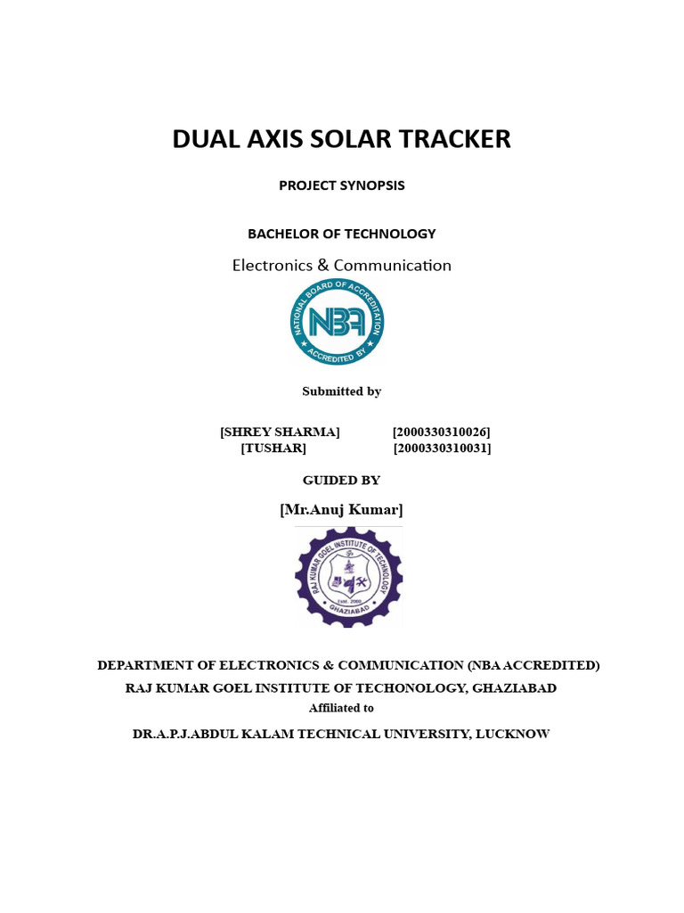Dual Axis Solar Tracker | PDF