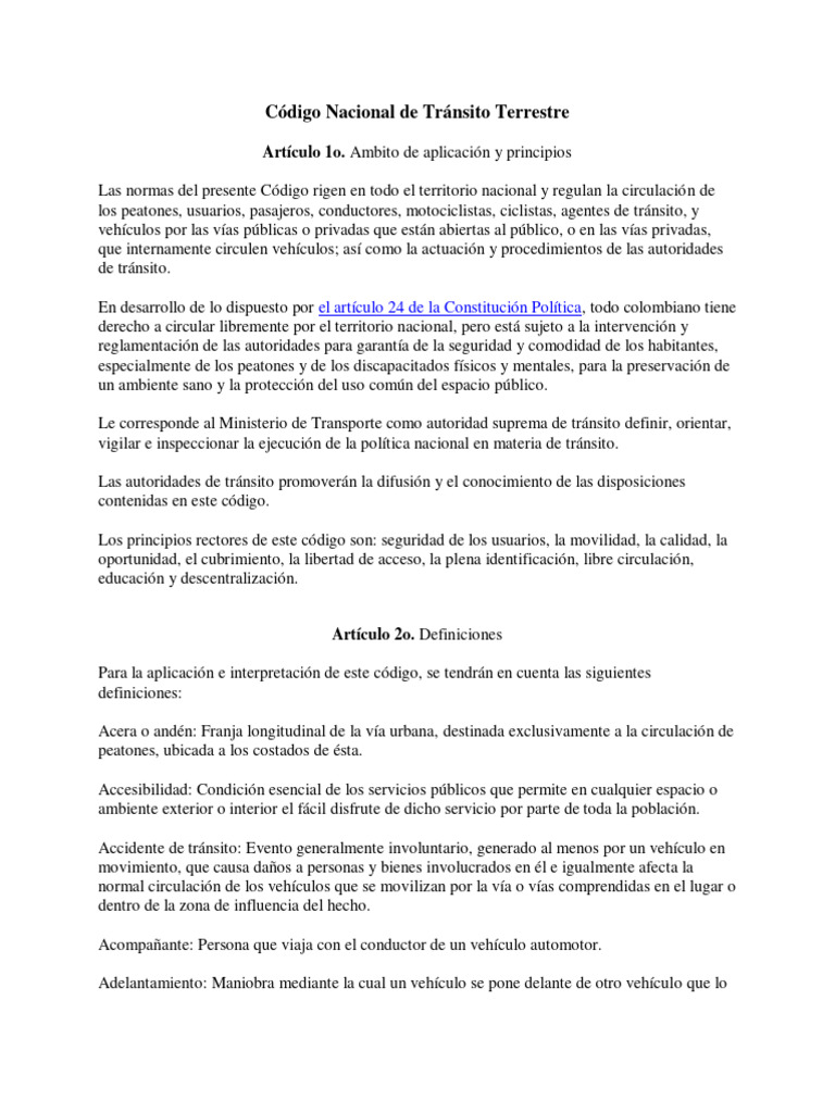 Codigo Nacional de Transito Actualizado | PDF | Licencia de conducir ...