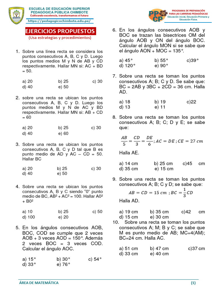 PRÁCTICA - Segmentos y Ángulos - PARTE 1 | PDF