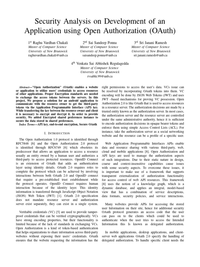 OAuth Report | PDF | World Wide Web | Internet & Web